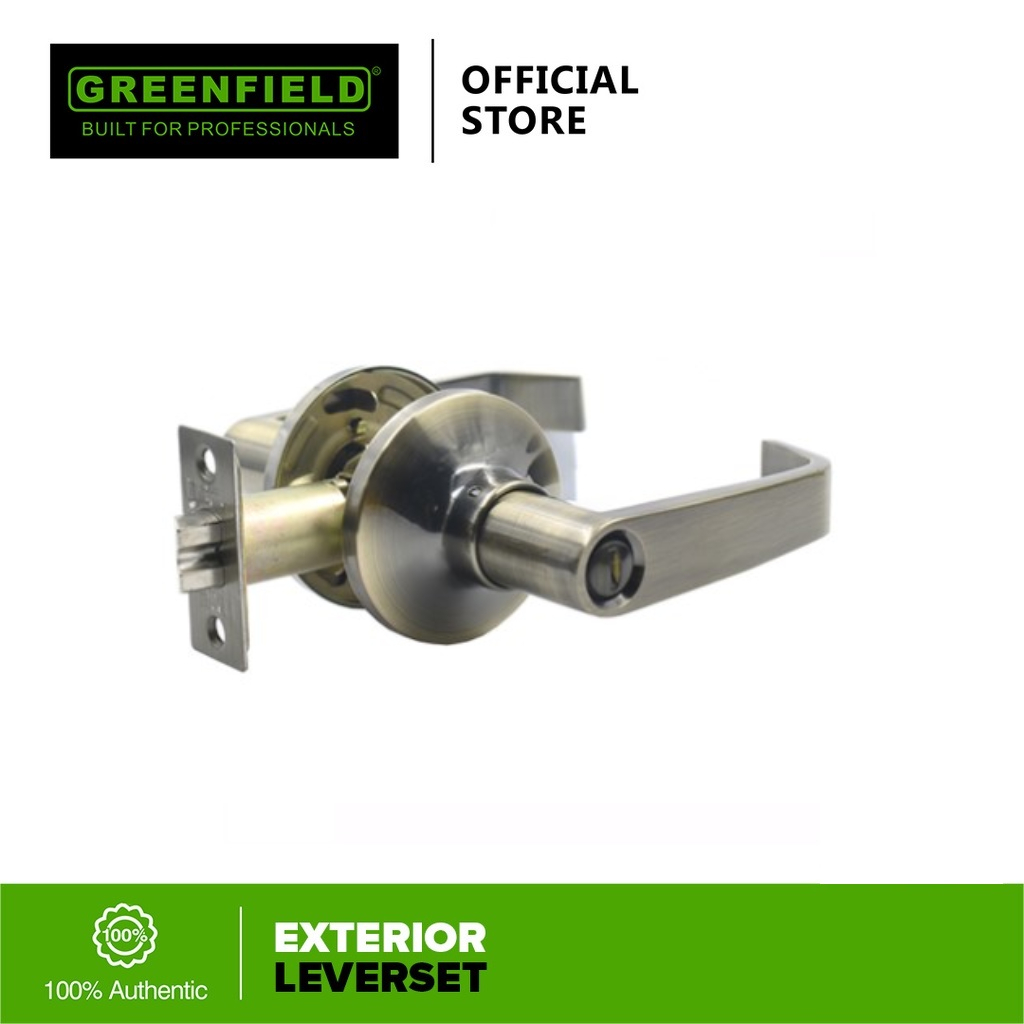 Greenfield Exterior Leverset Antique Brass Finish (US5) - Door Hardware ...
