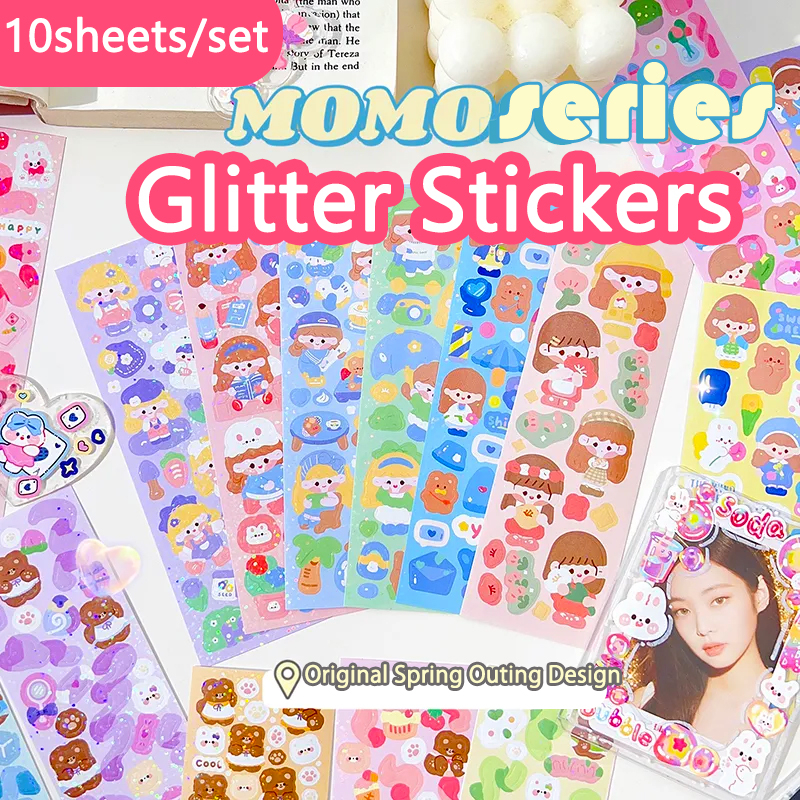 VK 10Sheets Cute Stickers Cartoon Girl Fantasy Shiny Decorative Girly ...