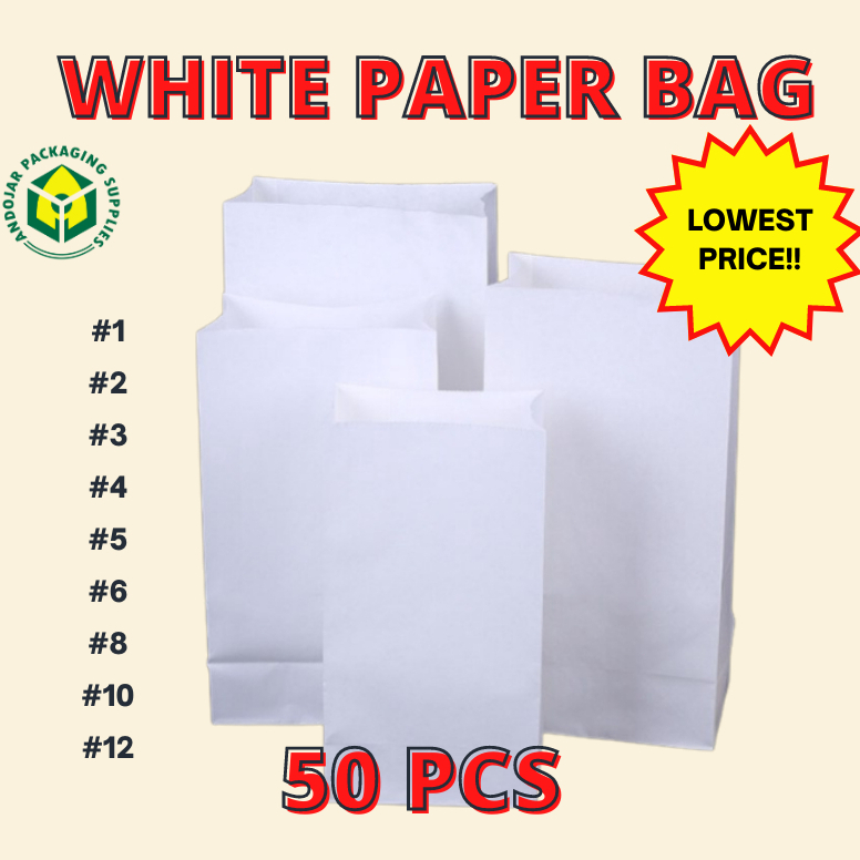 White Kraft Paper Bag Supot 50PCS | Shopee Philippines