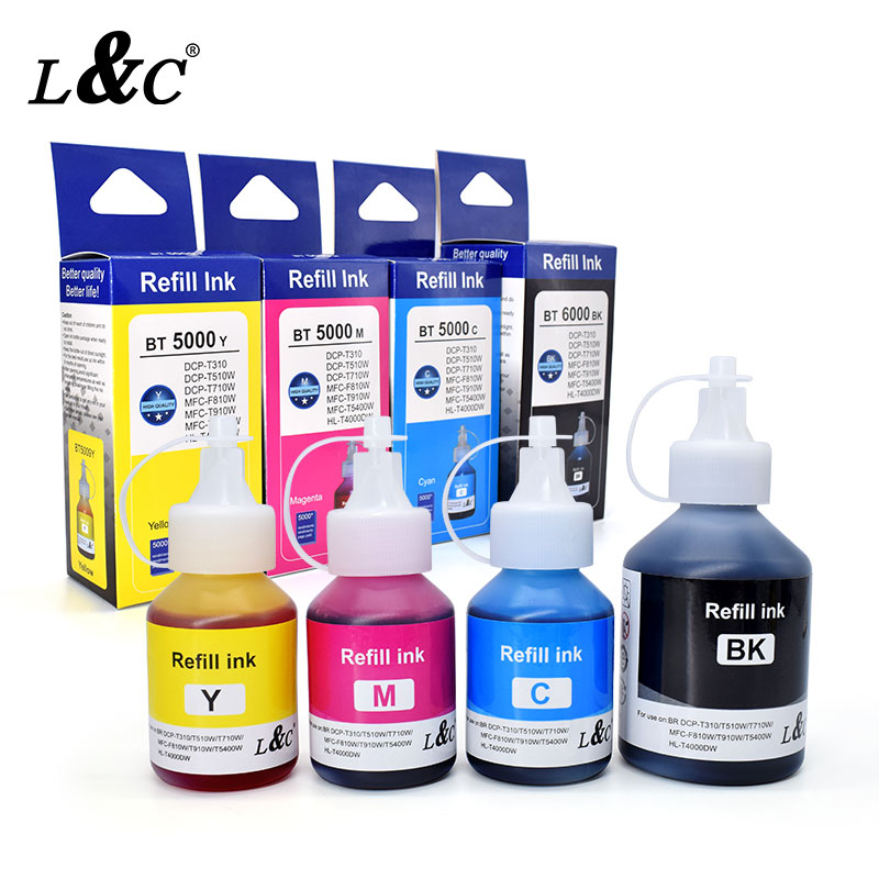 L&C Refill For Brother Ink Set BTD60 BT5000 Dye Ink 4 Color Ink For ...