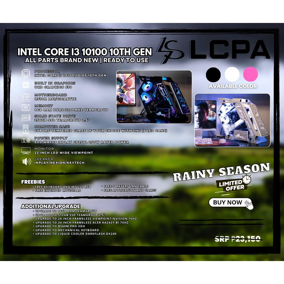 INTEL CORE I3 10100 10TH GEN - CYBORG PACKAGE COMPUTER SET (8GB RAM ...