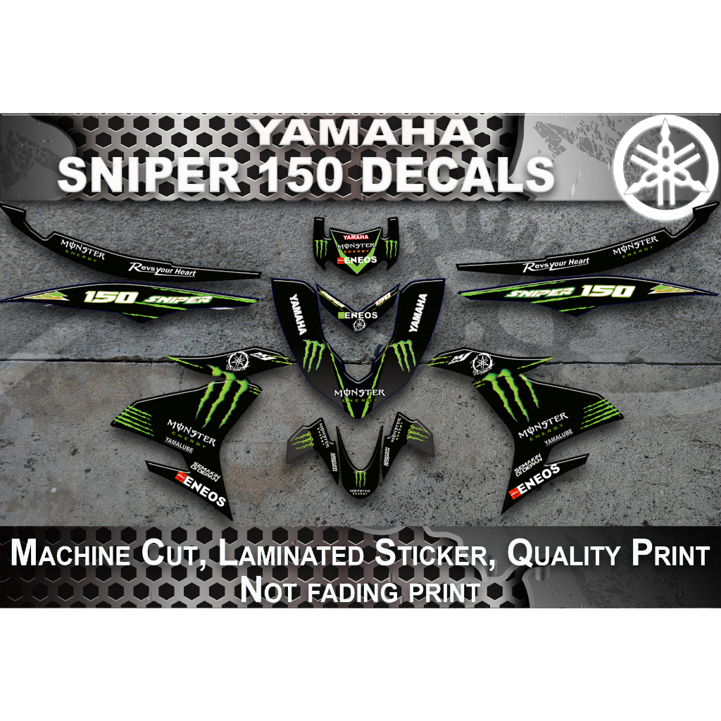 YAMAHA SNIPER 150 v1 MNSTR ENERGY Decals stickers for motorcycle parts ...