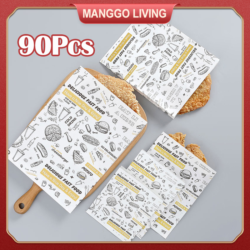 90Pcs French Fries Paper Fried Chicken Burger Greaseproof Paper Bag ...