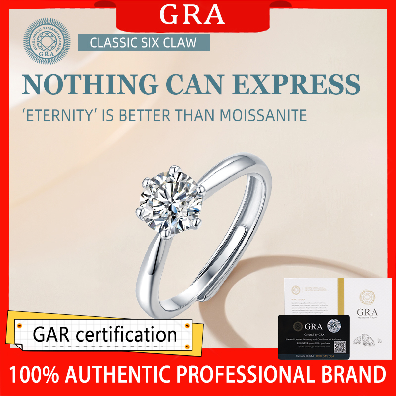 GRA Ring High Quality Moissanite Ring 1 Carat Sterling Silver Couple ...