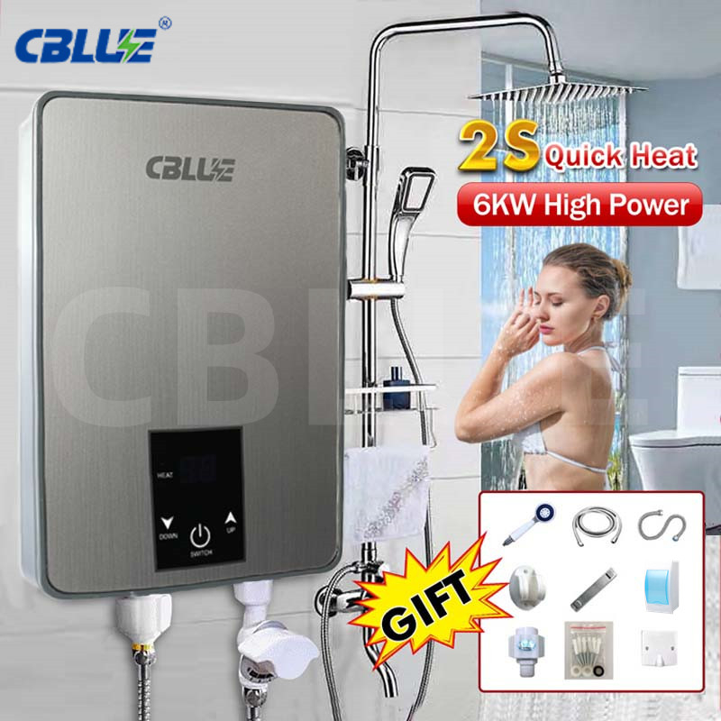 CBLUE Water Heater 5 Years Warranty Shower 6500W Electric LCD Touchscreen Instant Quality Shower ...