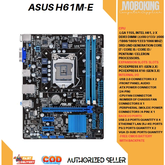 ASUS H61M-E Desktop 2ND 3RD GEN Motherboard H61 Socket LGA 1155 i3 i5 ...