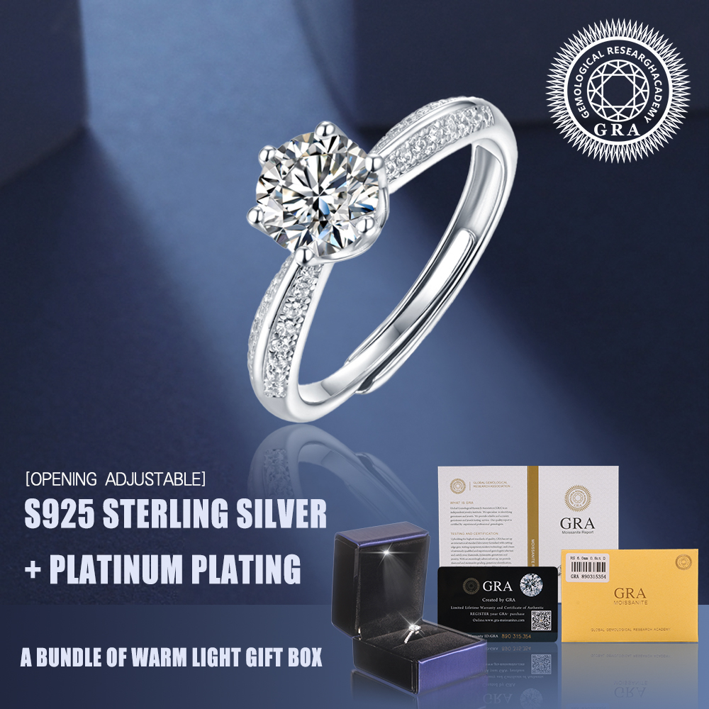 GRA Fashionable high end 1ct moissanite ring women's luxury jewelry ...