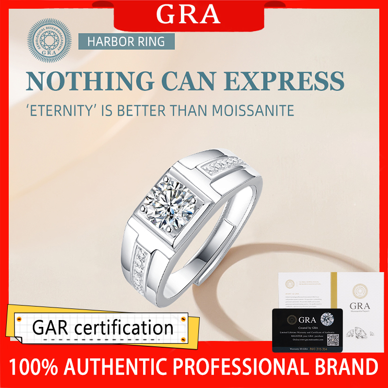 Real moissanite ring GRA certificate fashion luxury men's diamond ring ...