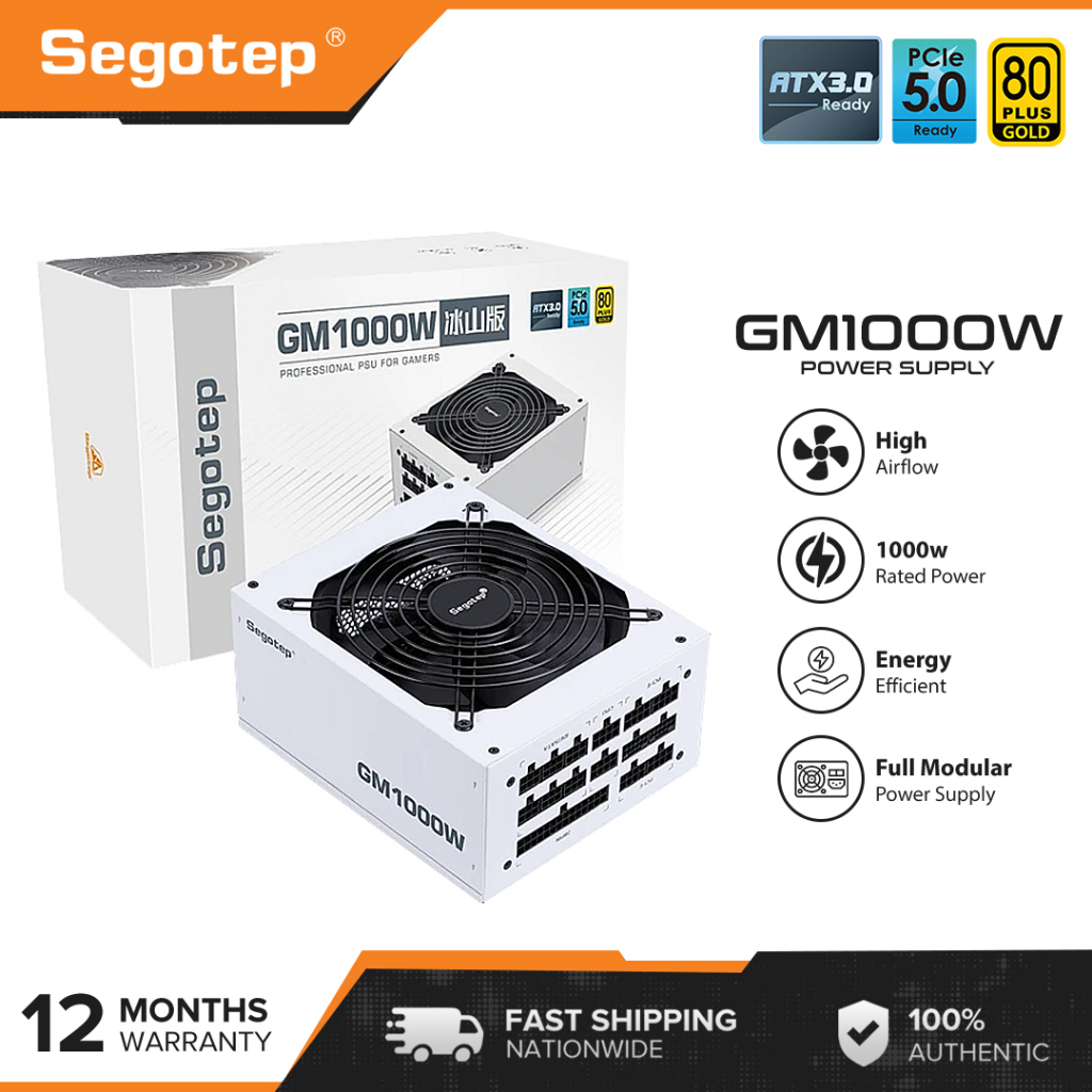 Segotep GM1000W White Full Modular 80 Plus Gold Power Supply (ATX 3.0 ...