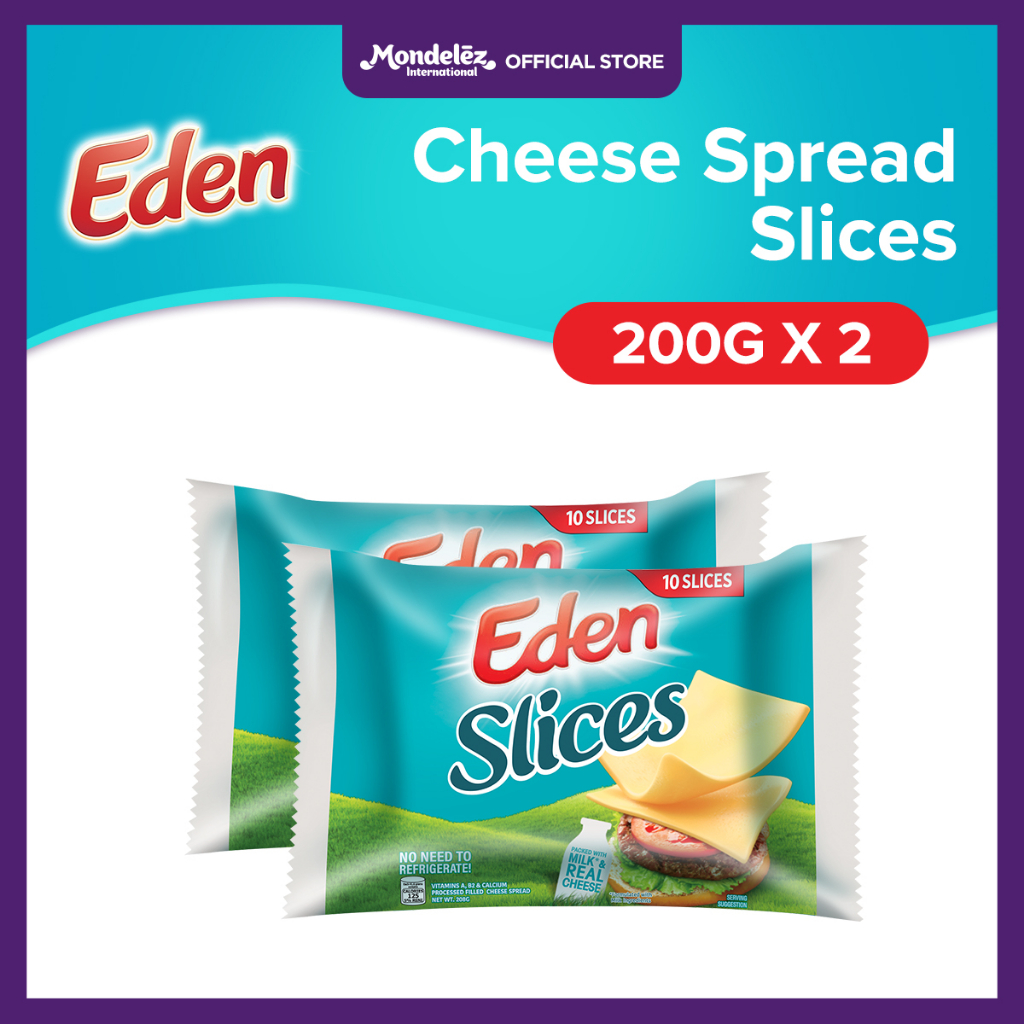 Eden 10 Slices - Processed Filled Cheese Spread 200g for Sandwiches or ...