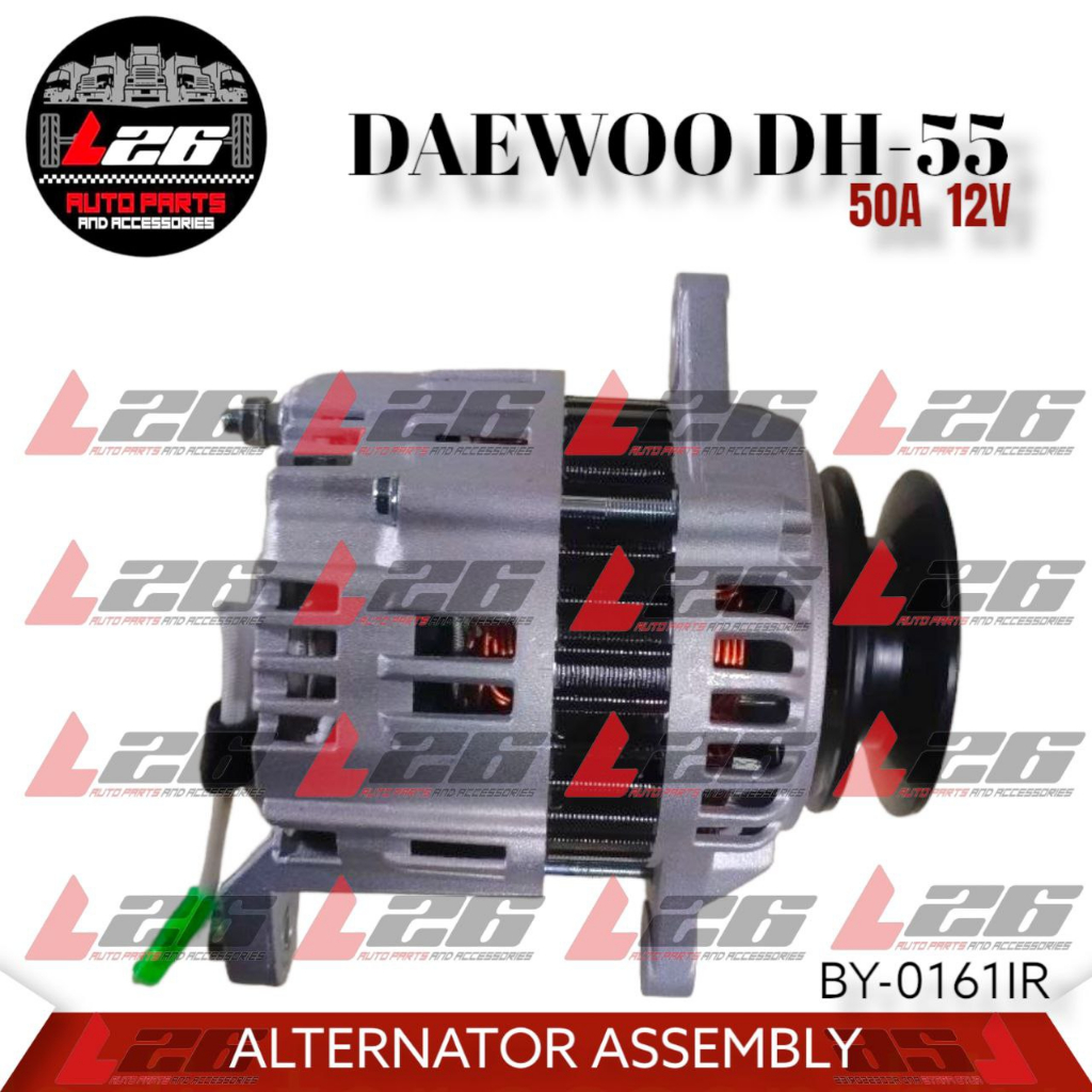 Daewoo DH-55 Alternator Assembly 50A 12v Double Pulley w/o Vacuum BY ...