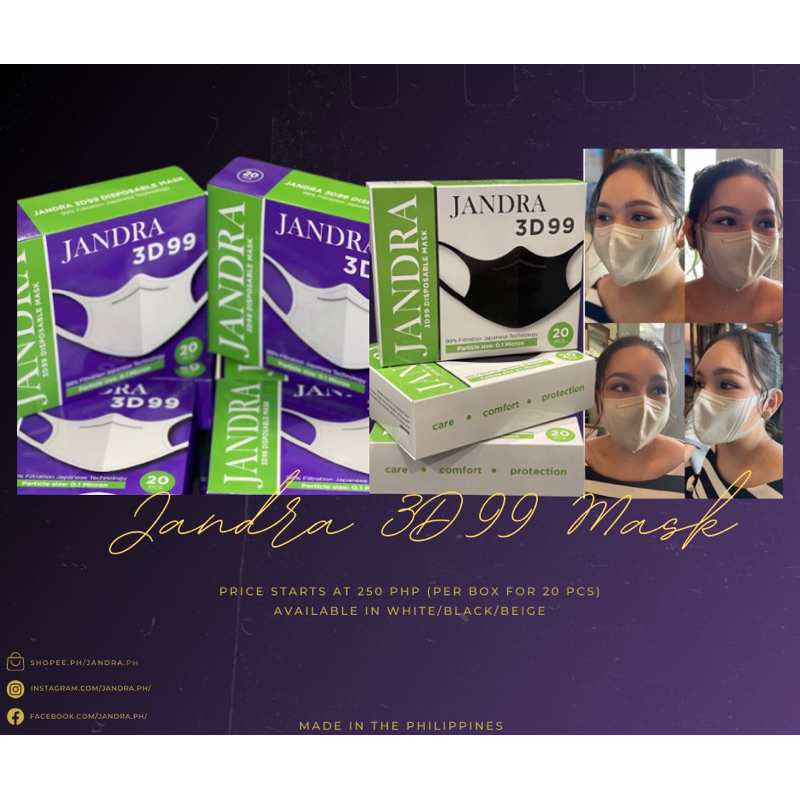 JANDRA 3D99 Mask (White/Black/Beige) | Shopee Philippines