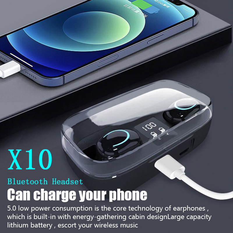 X10 TWS Wireless Bluetooth Earphones with Powerbank Build-in MIC Hi-Fi ...
