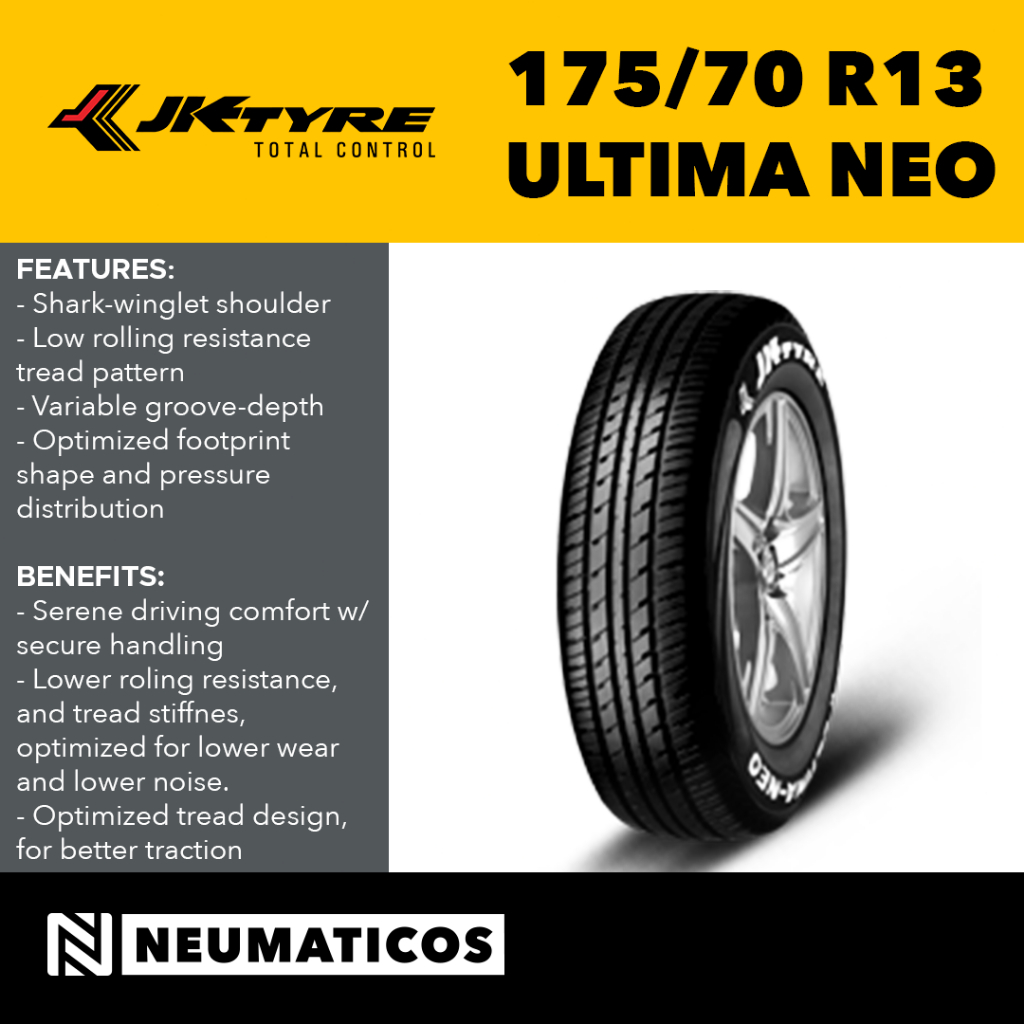 JK Tyre 175/70 R13 4PR Ultima Neo Passenger Car Radial (PCR) Tubeless Tires, Made in India ...
