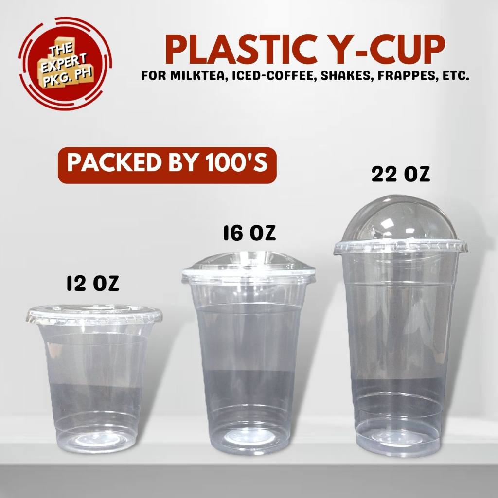 (100PCS) Y-CUP 95mm Plastic PP Milk Tea Cups 12oz / 16oz / 22oz - Flat ...