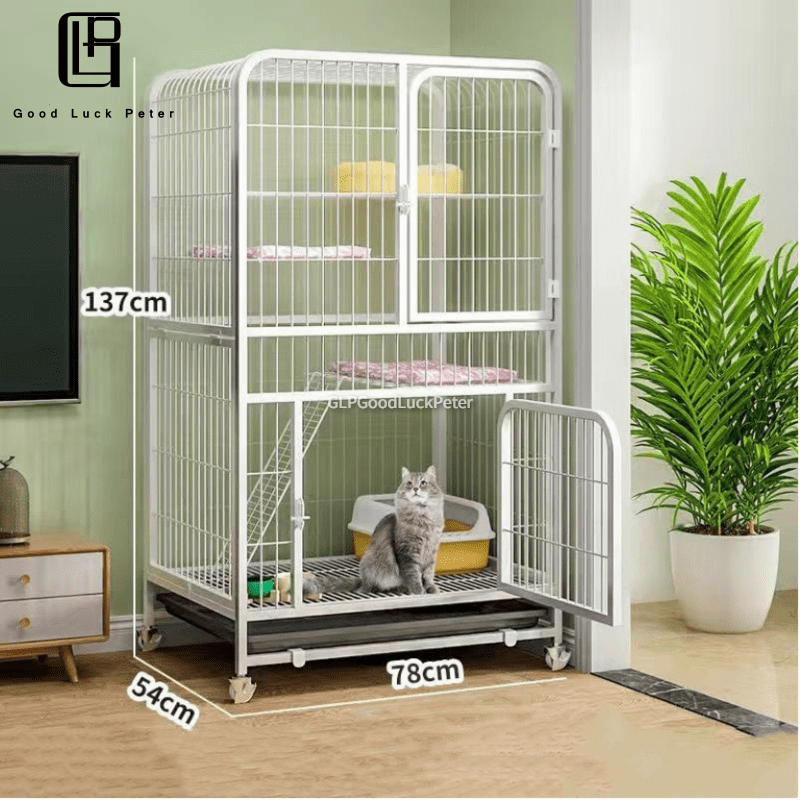4-Story Cat Cage Cat House with Spacious Free Space, Integrated Pet ...