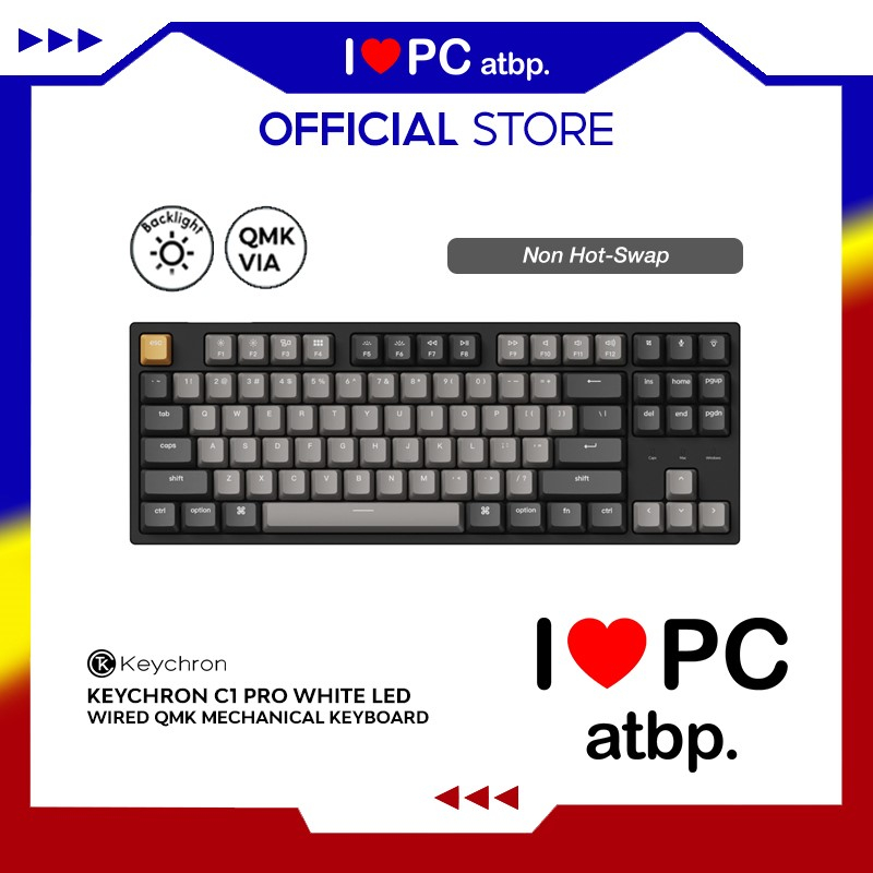 Keychron C1 Pro QMK/VIA Wired Mechanical Keyboard (TKL, Wired, White ...