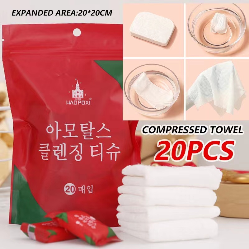 Washcloth 20pcs Disposable Pure Cotton Compressed Portable Travel Face ...