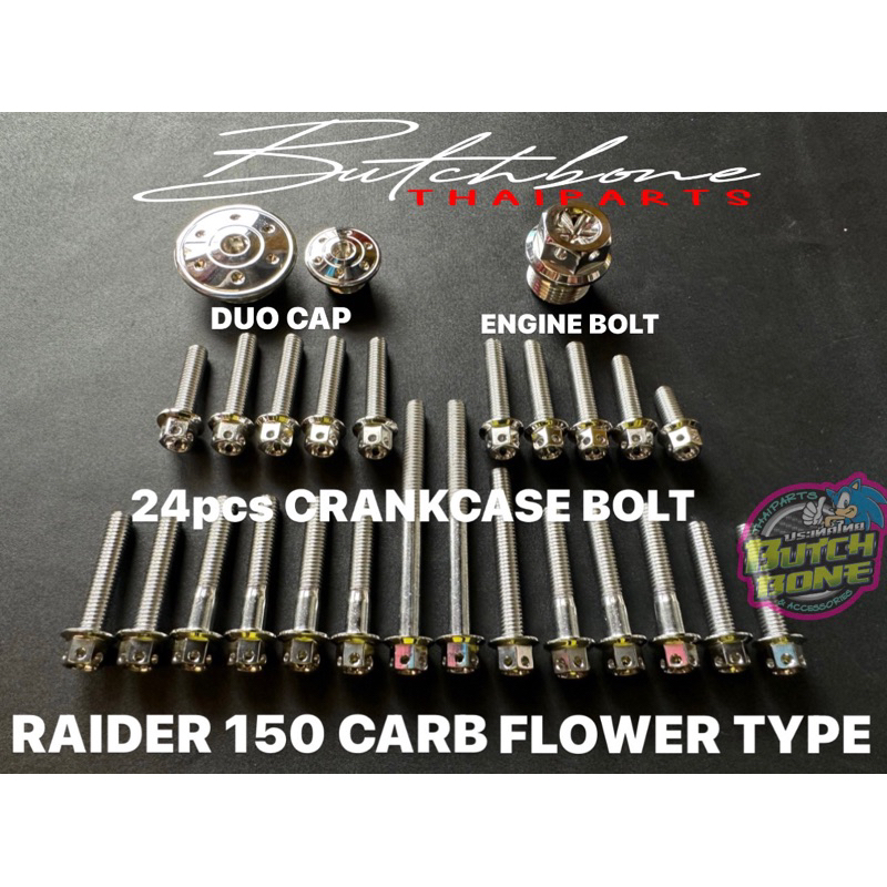 HENG CRANKCASE BOLT SET/ENGINE/DUO CAP RAIDER 150 CARB TYPE WHITE GOLD ...