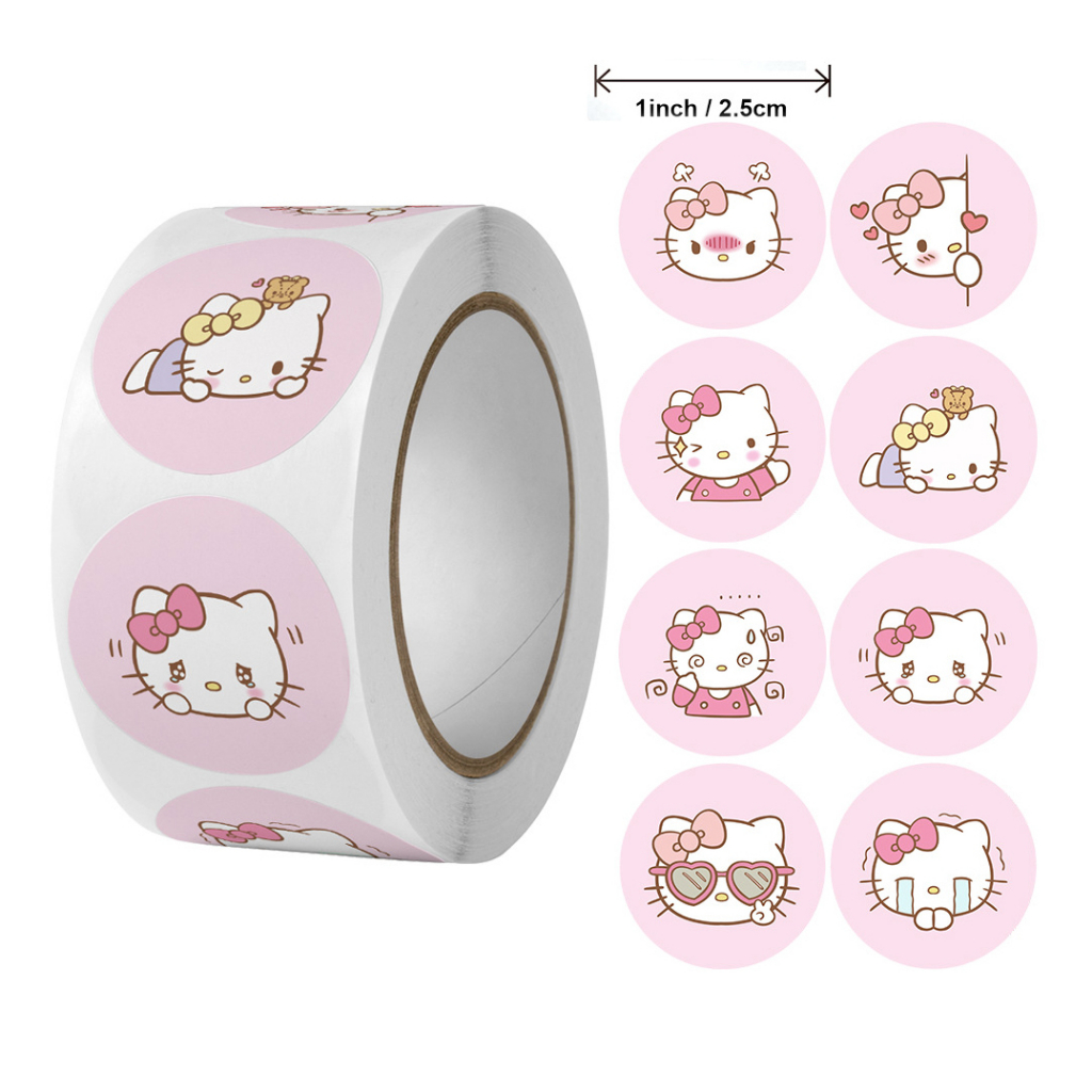 500pcs Cute hello Kitty Emoji Sticker Tape Tags Packing Decration ...
