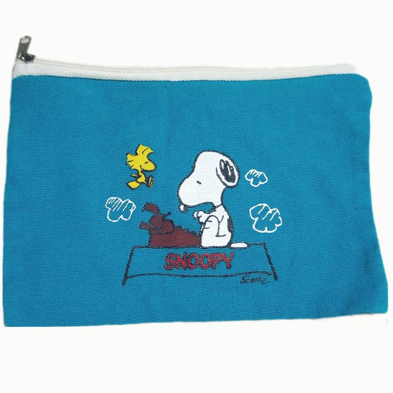 Snoopy Blue Zipper Slim Pouch Organizer - Compact Storage Solution ...