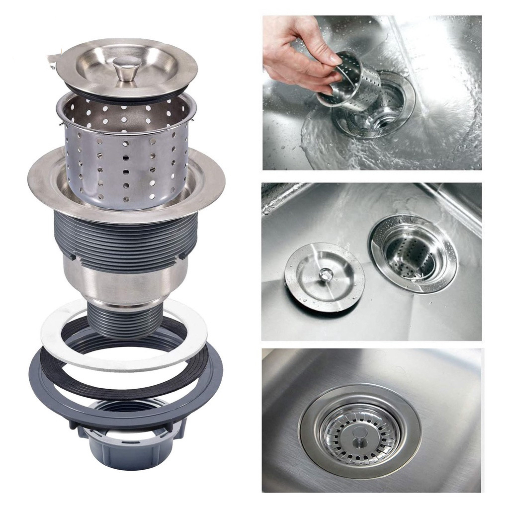 8110# 4-1/2 STAINLESS BASKET STRAINER w/ 4" TAIL PIECE Sink Drain Waste ...