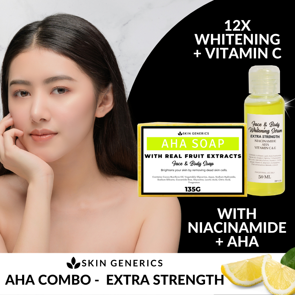 [ AHA COMBO - EXTRA STRENGTH ] SkinGenerics AHA Face Serum Extra Strength + AHA Soap Scar ...