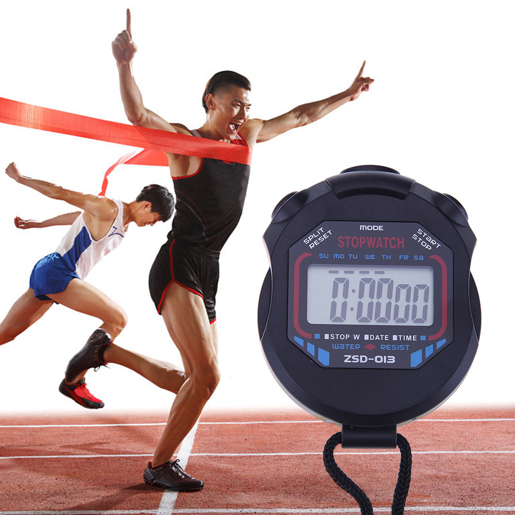 Stopwatch Chronograph Timer Counter Waterproof Digital Lcd With Battery