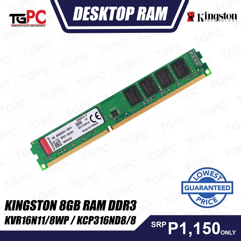 Kingston 8gb ddr3 kvr16n11/8wp / KCP316ND8/8 | Shopee Philippines