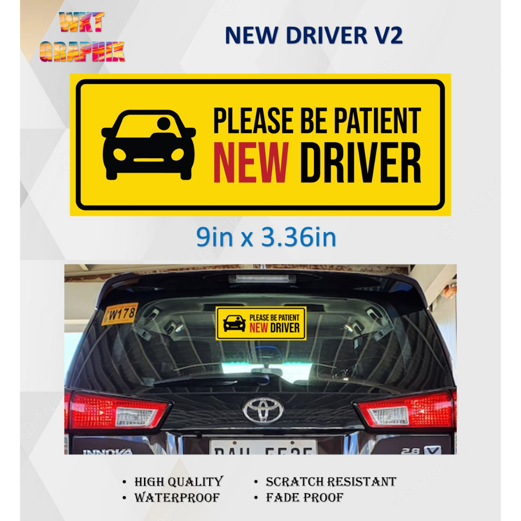 CAUTION NEW DRIVER STICKER / DECALS FOR CAR (WATERPROOF, MATTE ...