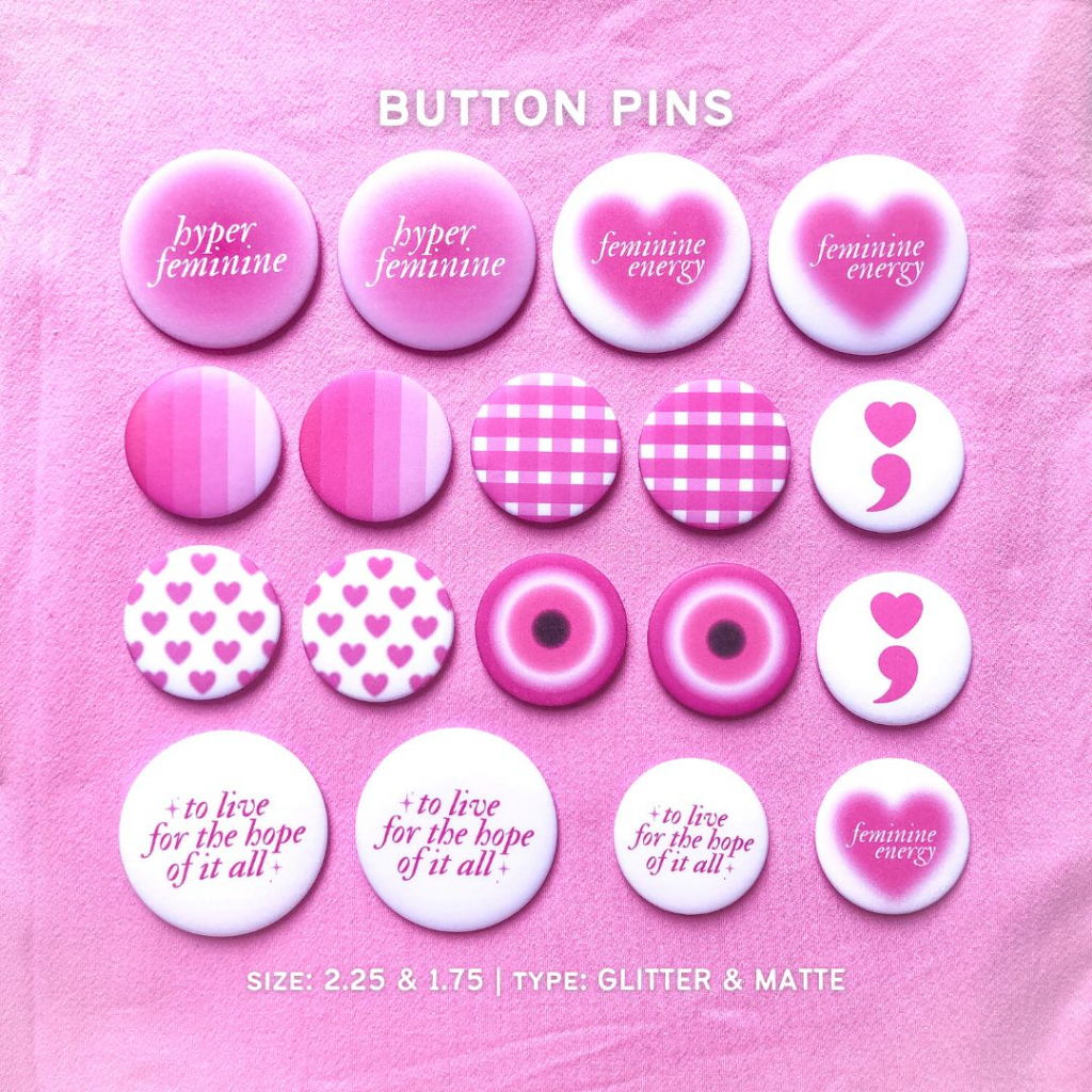 Coquette Heart Button Pins | Dollete, Cute, Dainty, Pink, Girl, Doll ...