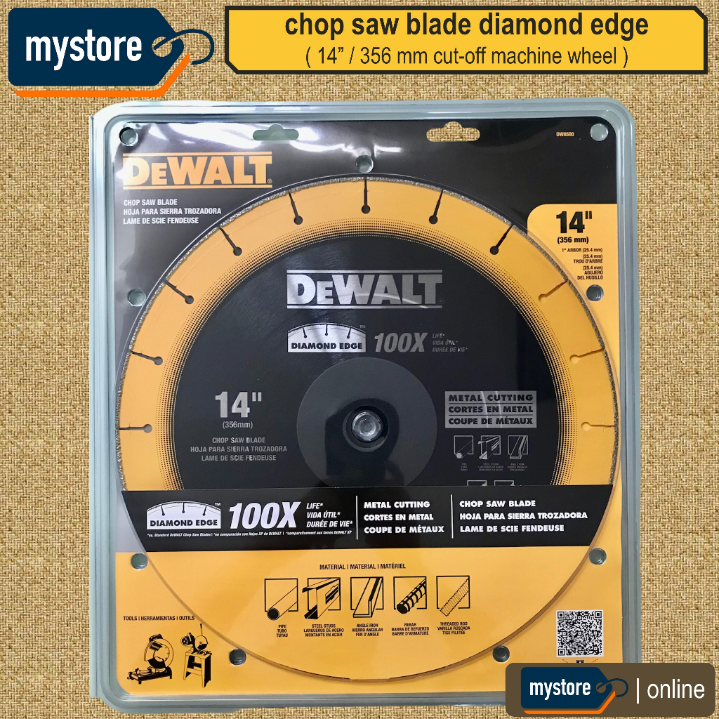 DeWALT DW8500 Chop Saw Blade Diamond Edge 14" or 356mm Cut-off Machine ...