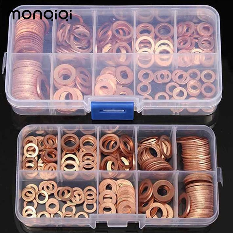 100PCS/200PCS/300PCS M5-M14 Copper Gasket Nut & Bolt Sets Fastener ...