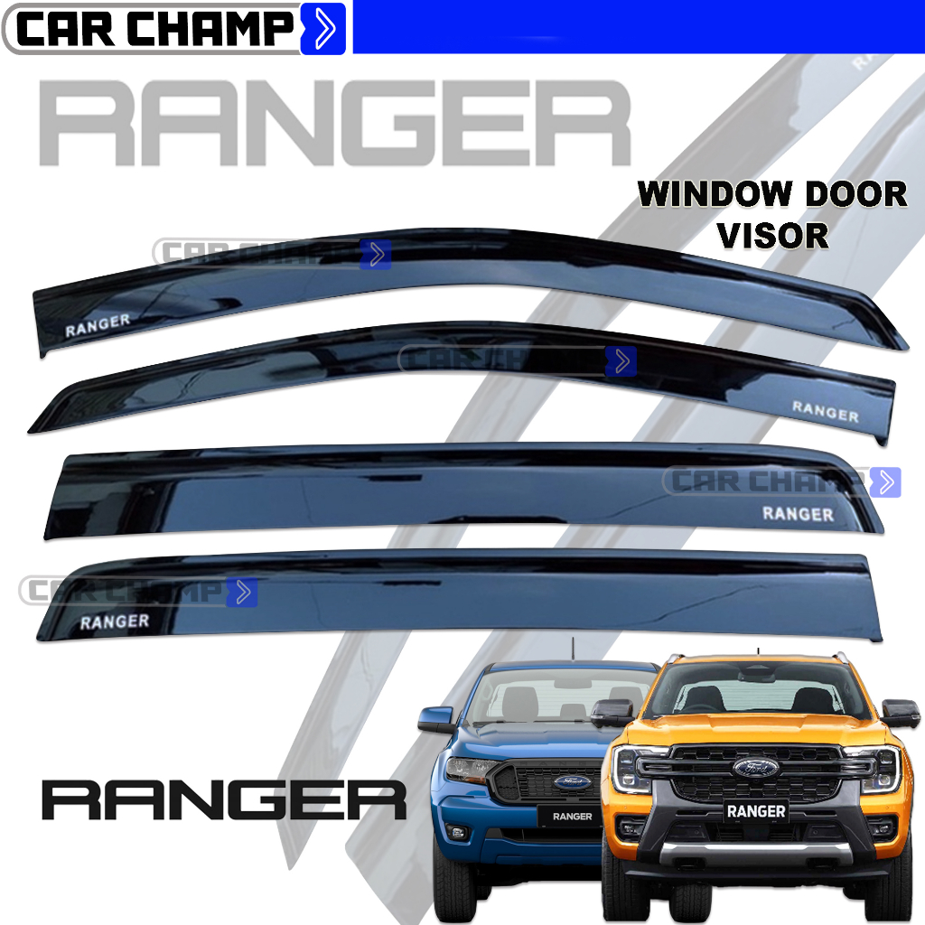 Ford Ranger 2012 to 2022 OEM / INJECTION TYPE Window Door Rain Visor ...