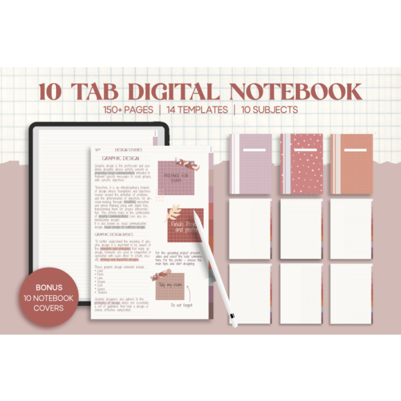 10 Tab Digital PDF Notebook for Studies, Digital Planner Notebook ...