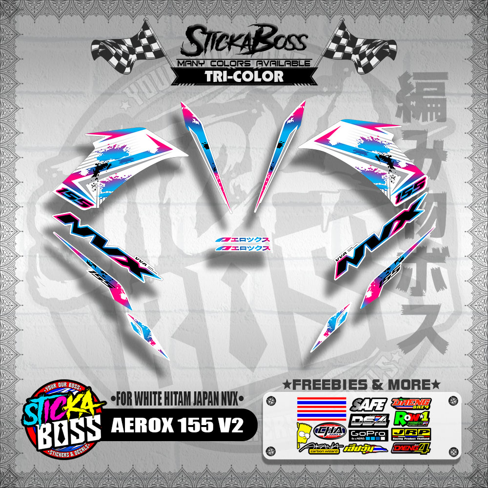 AEROX 155 V2 DECALS ( FOR WHITE HITAM JAPAN NVX ) 【WITH FREEBIES ...