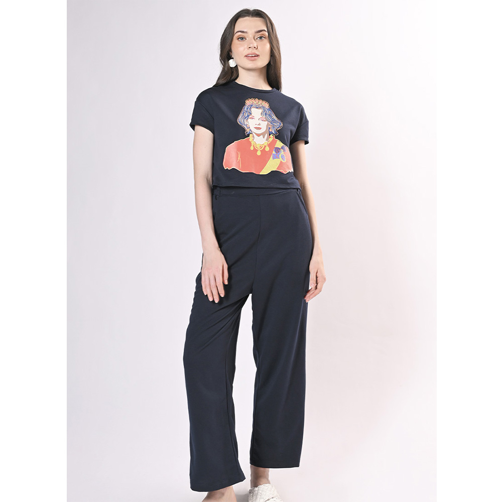 Cozy Coords Margrethe Top & Pants (Navy Blue) | Shopee Philippines