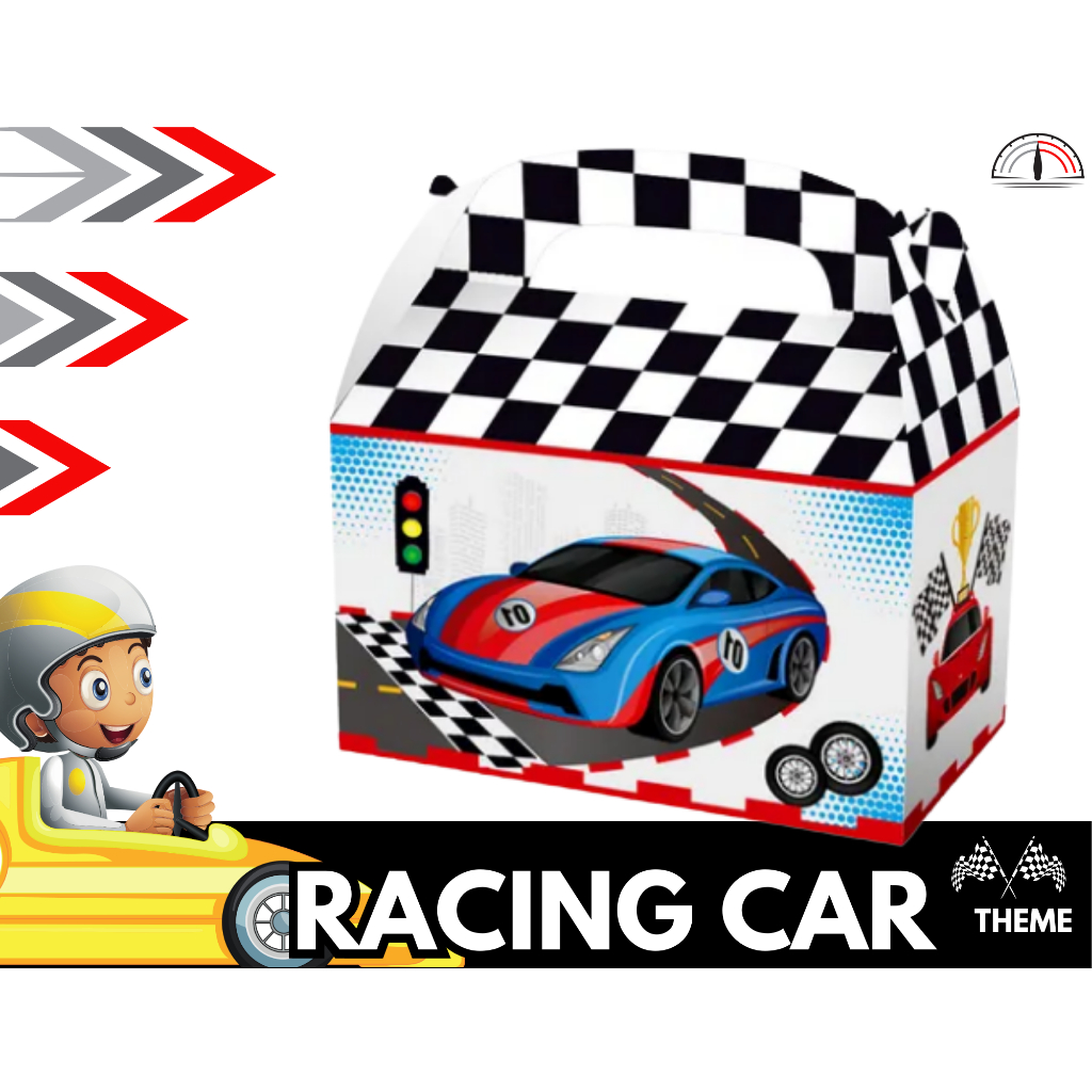 Racing Car Theme Checkered Treat Loot Bags Candy Box Giveaway Party ...