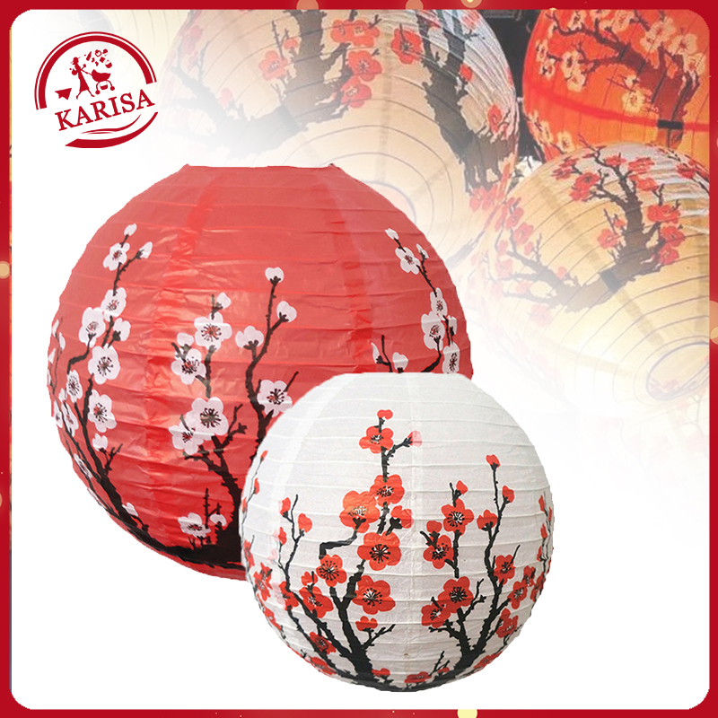 Red Chinese Paper Lanterns 14 inch Japanese Sakura Paper Lantern ...