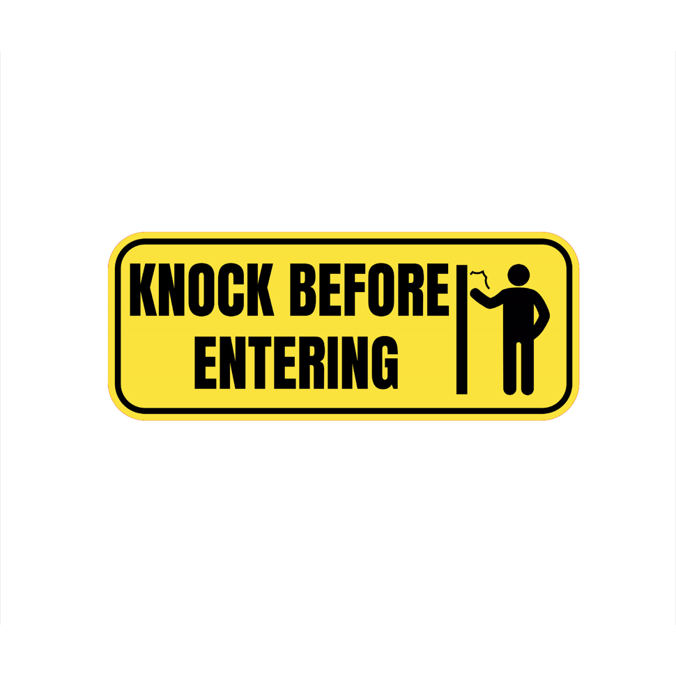 Dsign Knock Before Entering 10x4" Sticker Signage, Waterproof Sticker ...