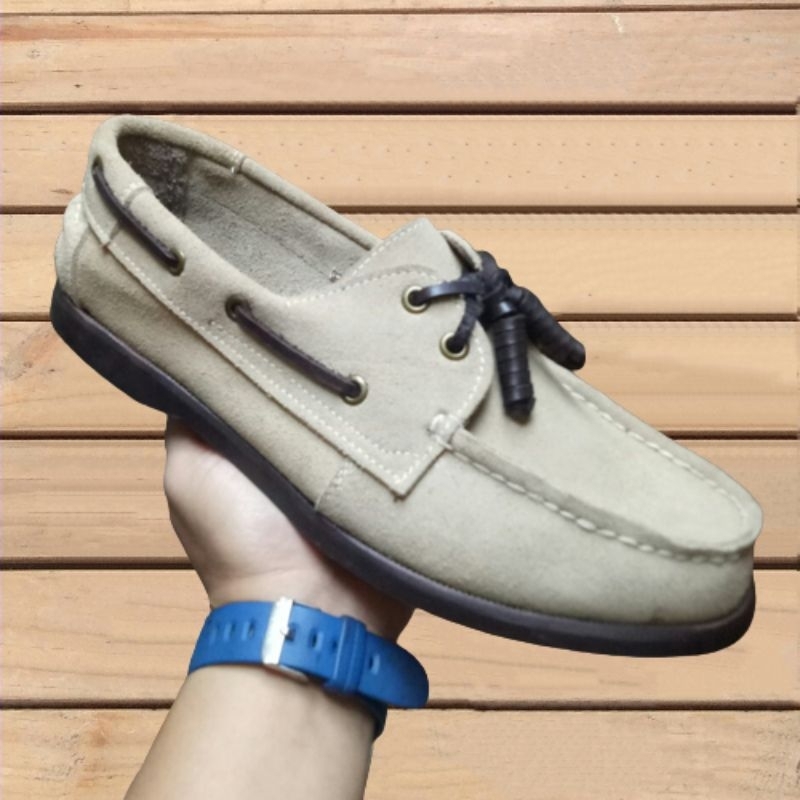 TOPSIDER FOR MEN MADE IN MARIKINA GENUINE LEGIT LEATHER GAMUSA BEIGE ...