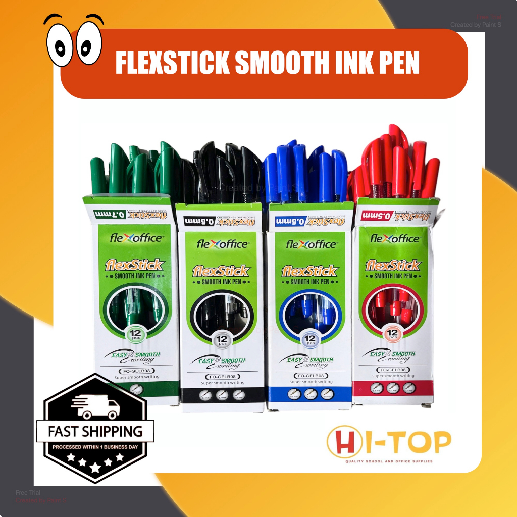 Flexstick 0.5/0.7mm Smooth Ink Ballpen with Cap or Retractable | Black ...