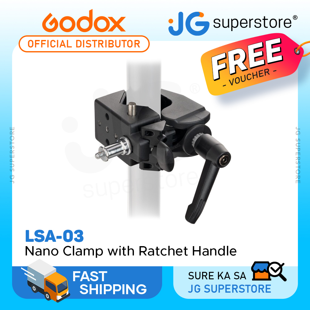 Godox LSA-03 Round Jaw Nano Clamp with Rachet Handle Receiver for 1.6cm ...