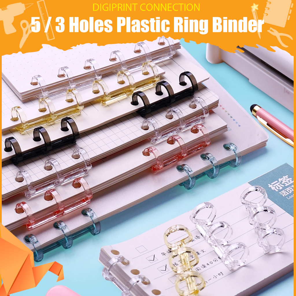 5pcs 5/3 Holes Plastic Ring Binder Transparent Binding Spines Combs 50 ...