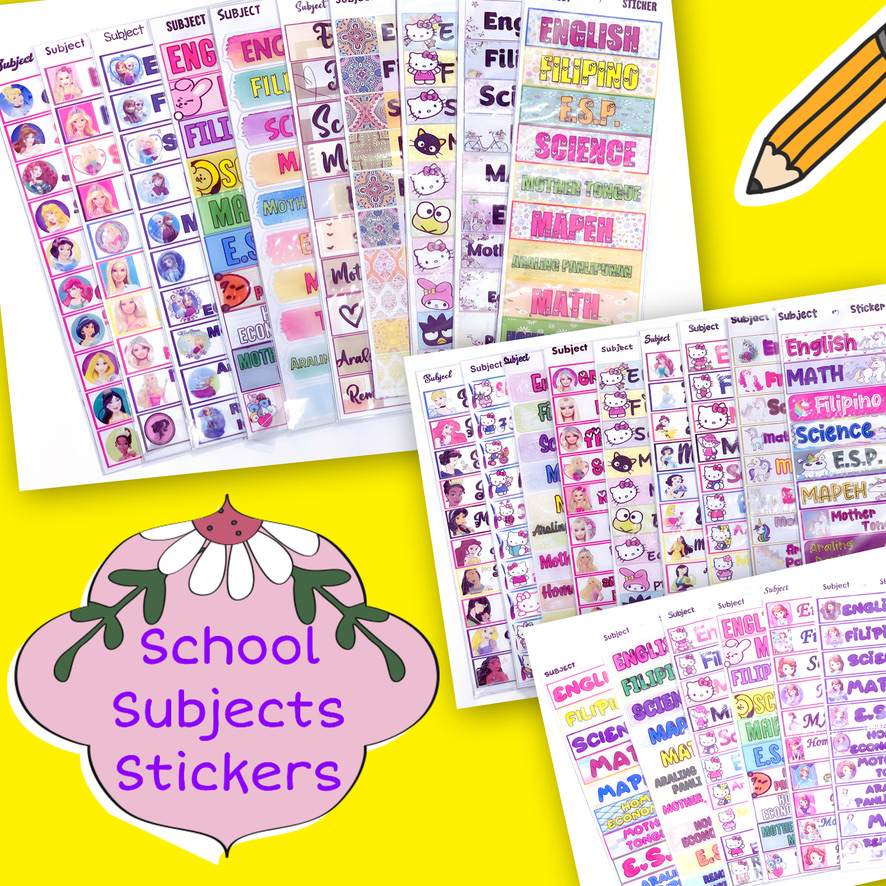 Subject Sticker Label character designs 5 packs per order | Shopee ...