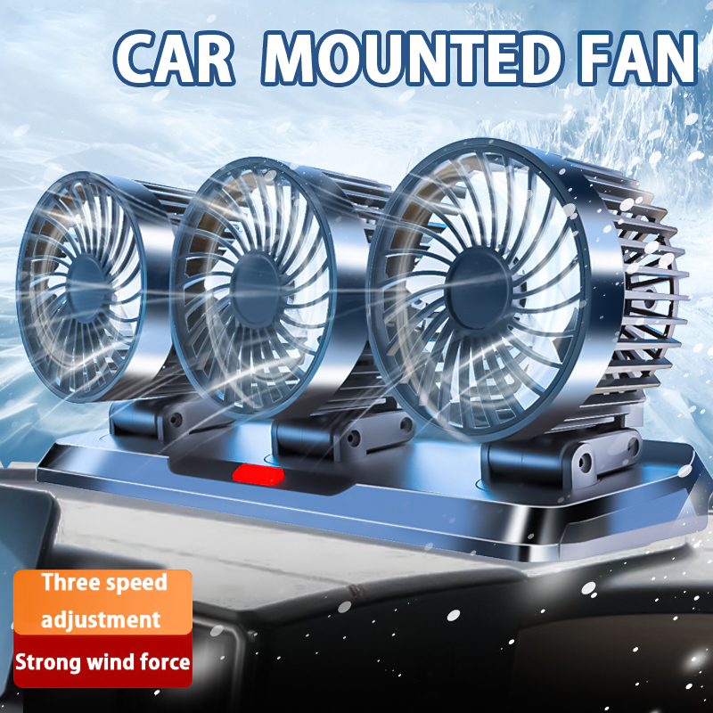 Automotive fan Car Fan 360° Adjustable 3 Head Air Fan Low Noise ...