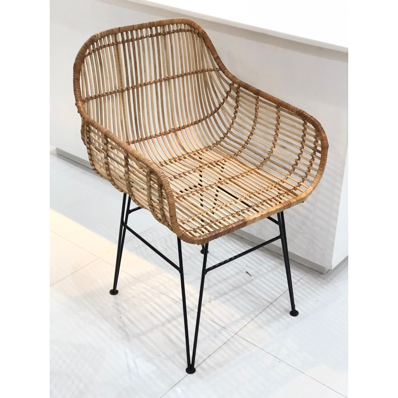 Natural and Synthetic Rattan Dining Chairs with Armrest | Shopee ...