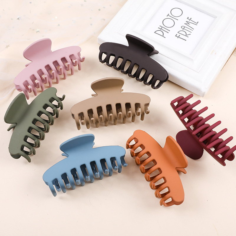 Women Korean Solid Elegant Big Hair Claws Clips Fashion Frosted Acrylic ...