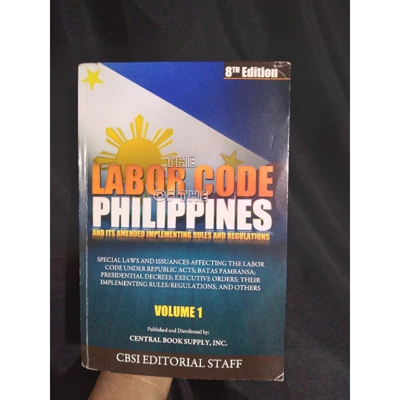 THE LABOR CODE OF THE PHILIPPINES vol 1 8th ed | Shopee Philippines