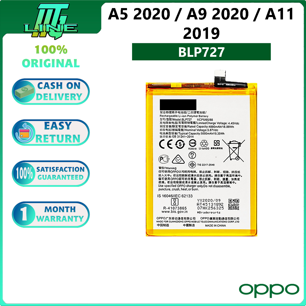Original Oppo A9 2020 Battery BLP727 5000mAh Capacity | Shopee Philippines